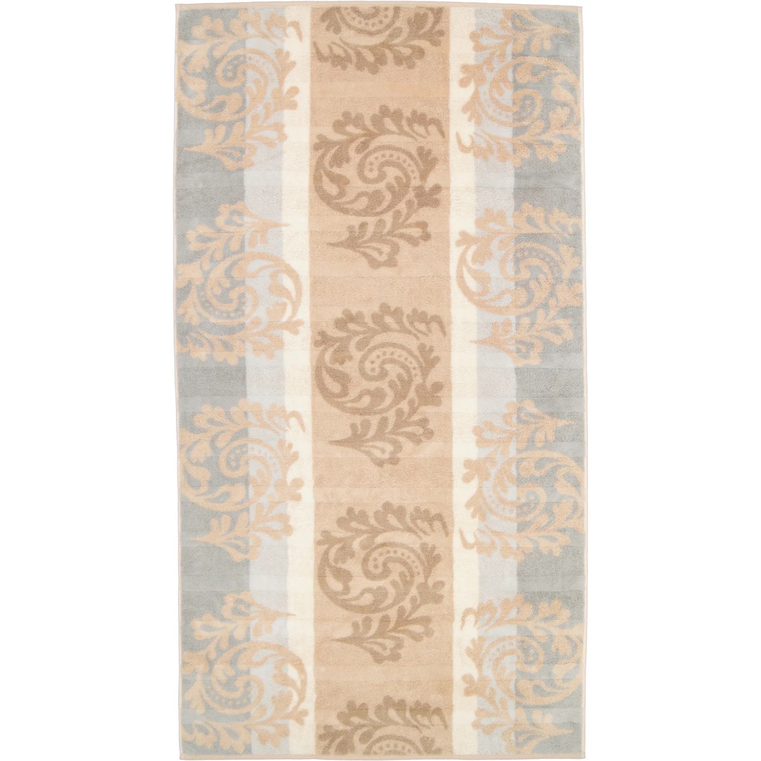 CAWO BEIGE CHECK STRIPED LARGE BATH TOWEL